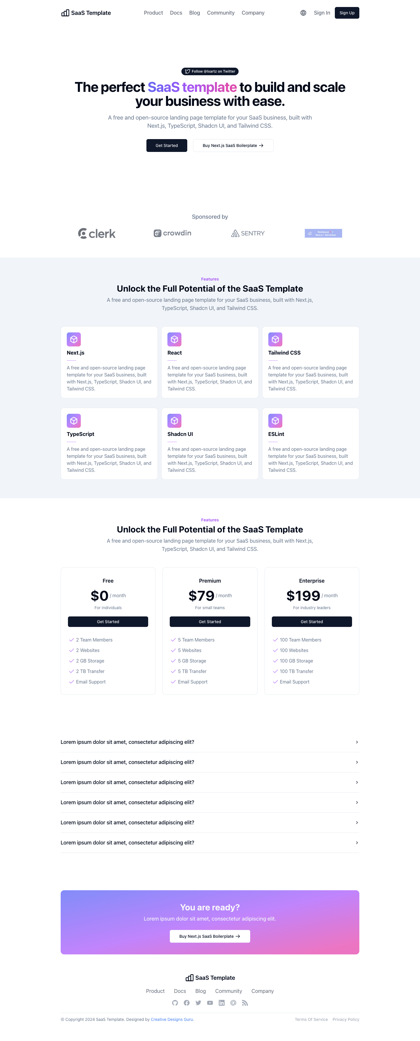 Next.js SaaS Boilerplate with Shadcn UI | Creative Designs Guru